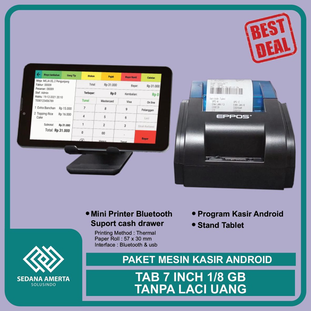 Jual Paket Mesin Kasir Android POS Tablet/Tab - TINGGAL PAKAI - cocok untuk Restaurant, Resto ...