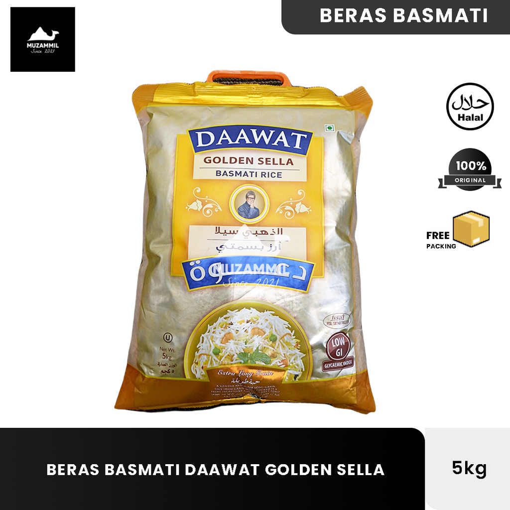 Jual Beras Basmati Daawat Golden Sella 5kg Sella Rice India Premium 1121 XXL | Shopee Indonesia