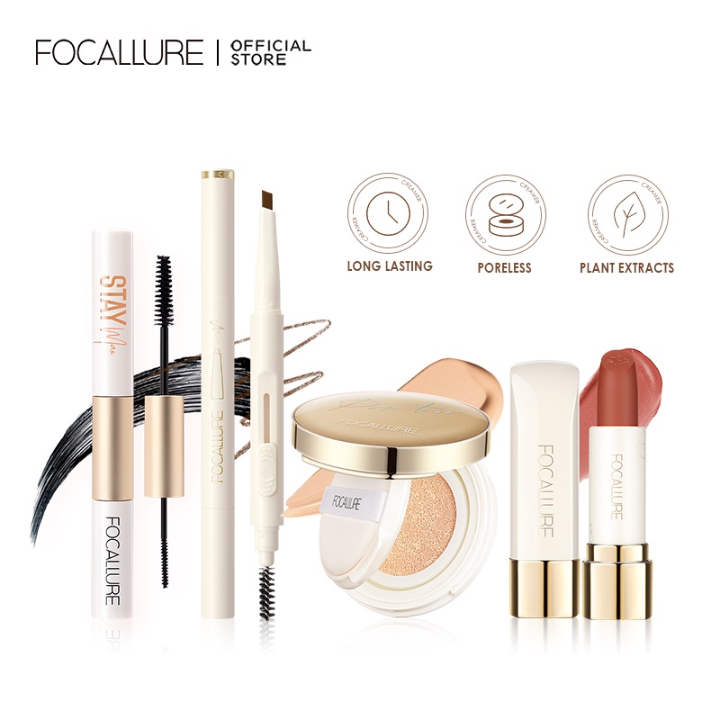 Jual FOCALLURE 4PCS Set BB Cushion Mascara Eyebrow Pencil Lipstick ...