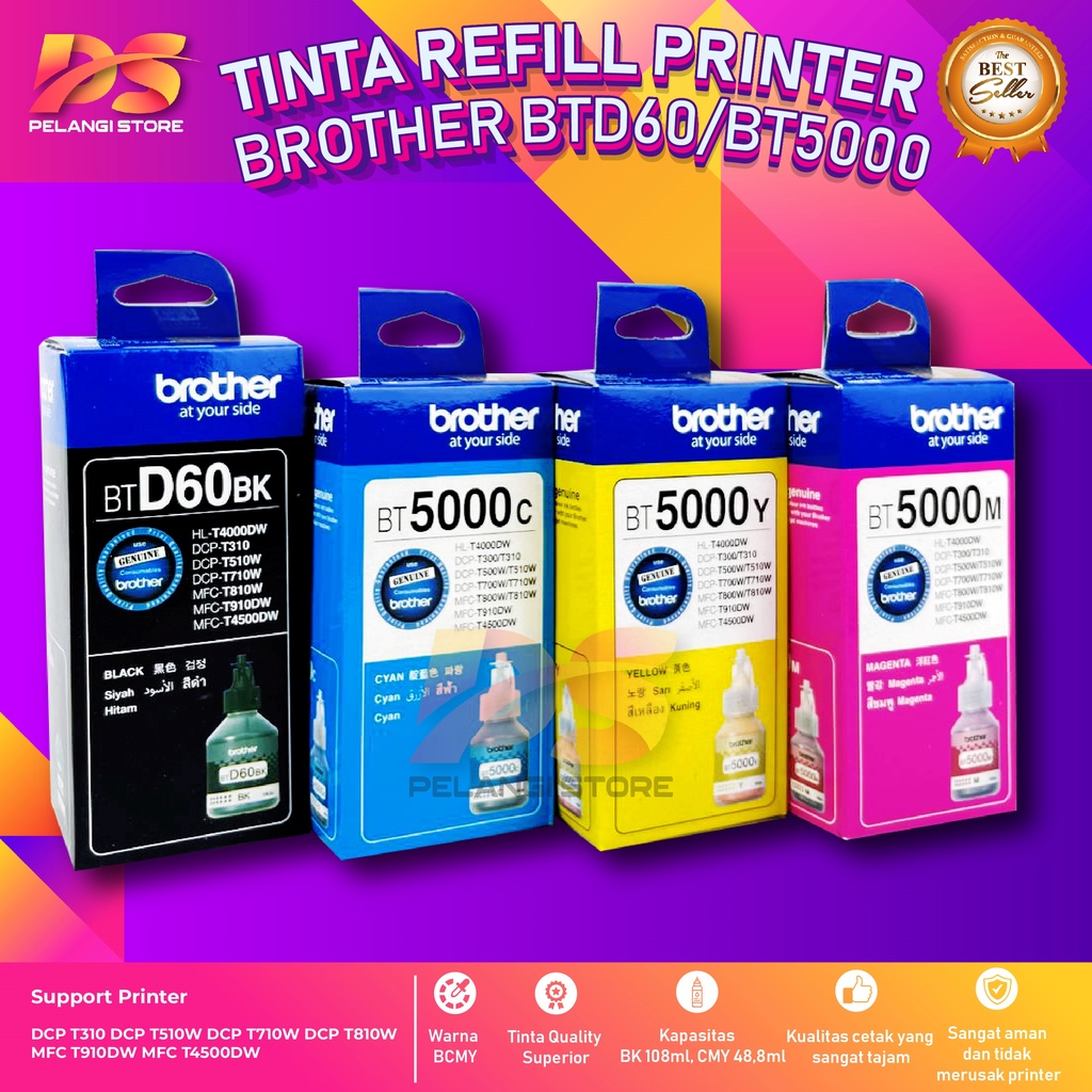 Jual 1 SET 4 PCS Tinta Brother BTD60BK BT5000 Tinta Printer DCP T310 DCP T510W DCP T710W DCP ...