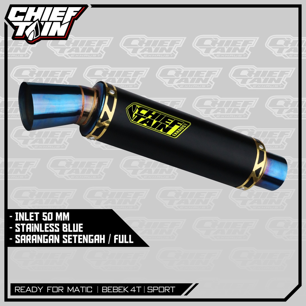 Jual SILINCER CORONG HITAM ujung biru chieftain exhaust all motor ...