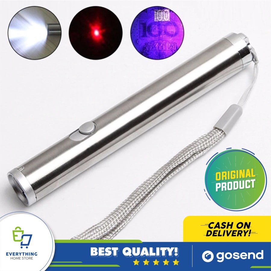 Jual Senter 3 in 1 Mini Multifunction LED Laser UV USB Rechargeable ORI ...
