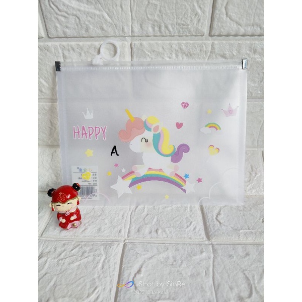 Jual 1 buah!! 6565/Map zipper A5/Map plastik zipper unicorn/map unicorn ...