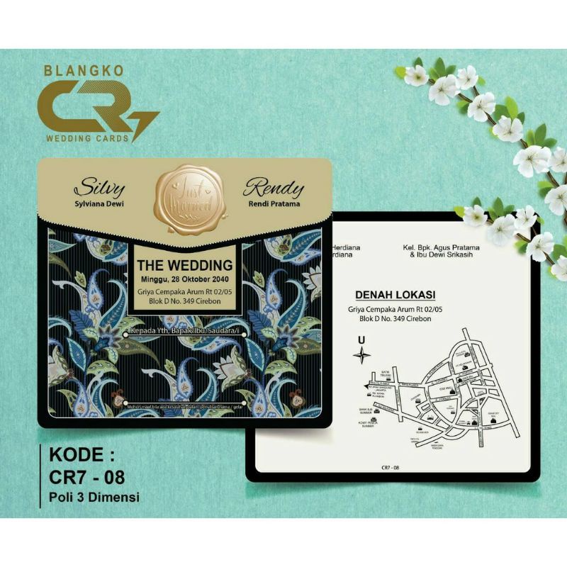 Jual Undangan Pernikahan Lipat 3 Poli 3D CR7-08, Free Plastik OPP dan ...