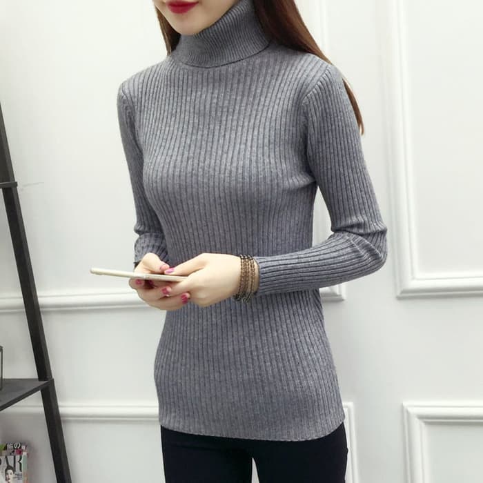 Jual New Daisy Turtleneck Rajut Kerah Tinggi Rajut Press body | Shopee ...