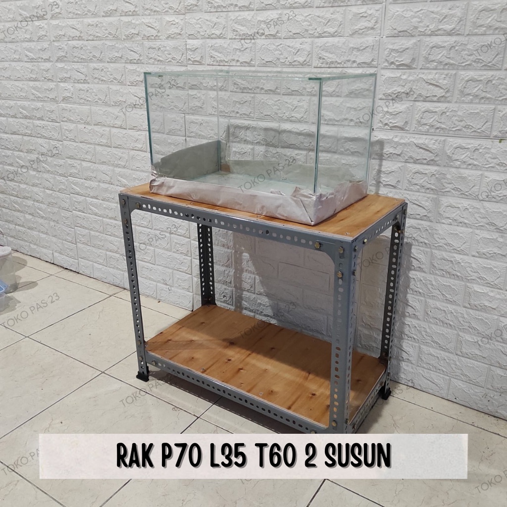 Jual RAK AQUARIUM 2 SUSUN TINGKAT UKURAN P70 L35 T40-T75 (cm) BESI SIKU ...