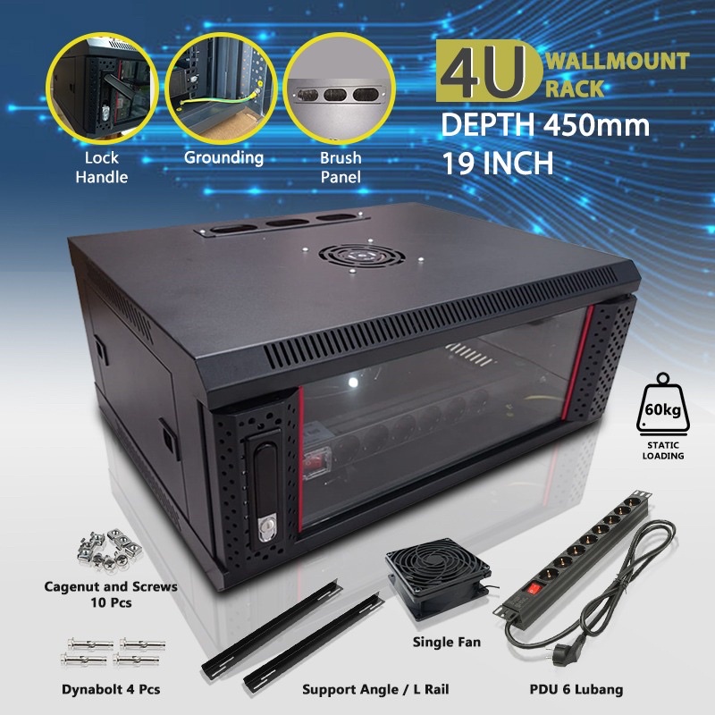 Jual wallmount rack 4u / rack server 4u + Palet Kayu Packing | Shopee ...