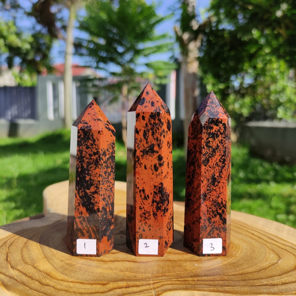 Jual Red Obsidian Point - Natural Crystal Healing Stone Tower - Batu ...