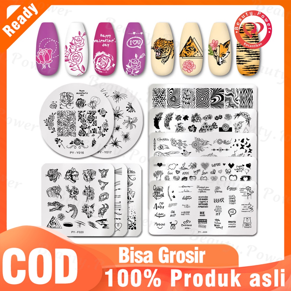 Jual Nail Stamp Set Template/Manicure Transfer Template Stencil Motif ...