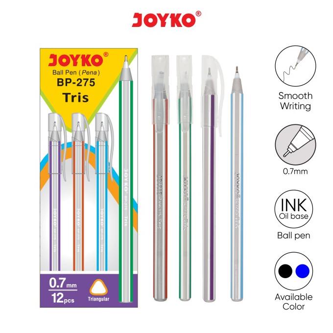 Jual Ball Pen / Pulpen / Pena Joyko BP-275 / Tris / 1 BOX 12 PCS / 0.7 mm | Shopee Indonesia
