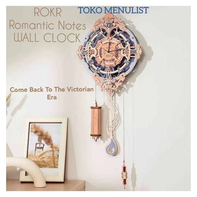 Jual Original Rokr Romantic Notes Wall Clock 3D Wooden Puzzle With ...