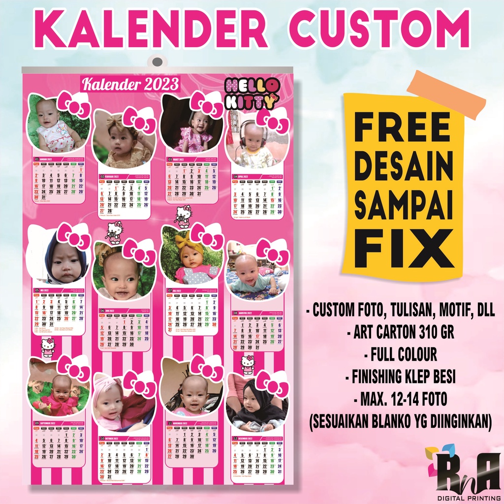 Jual Kalender 2024 Custom 12-13 foto FREE Klep besi | Shopee Indonesia
