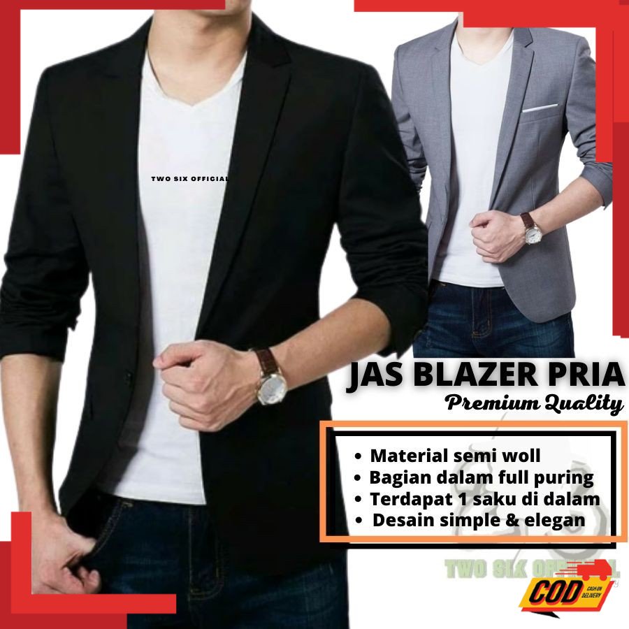 Jual PROMO TAHUN BARU 2022 /Jas Pria Formal Casual Slimfit Pengantin / Blazer Pria Slim Fit ...