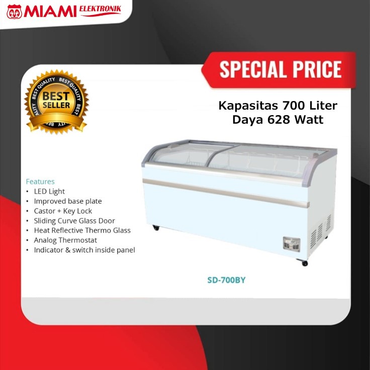 Jual GEA SD-700BY / SD700BY Sliding Curve Glass / Chest Freezer / Freezer Box Kaca 700 Liter 628 ...