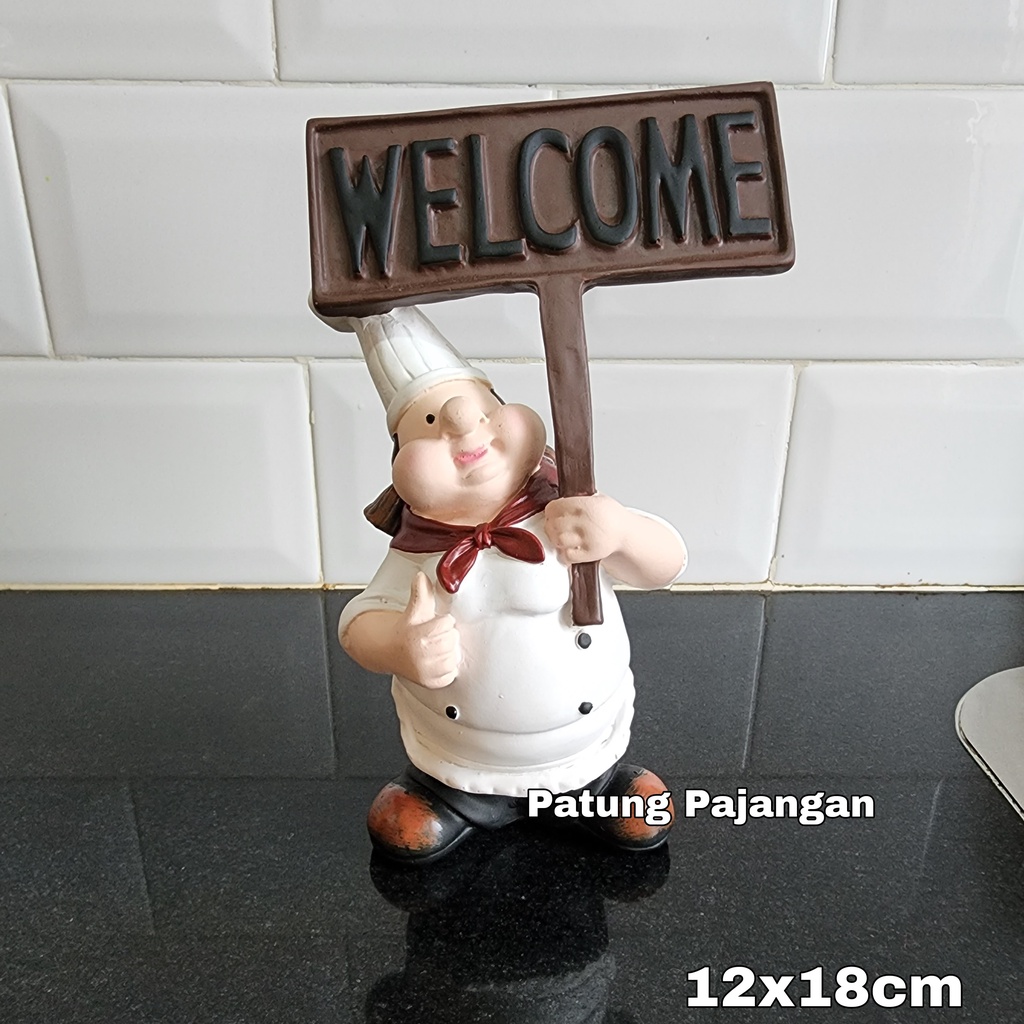 Jual Patung koki welcome pajangan chef selamat datang dekorasi hiasan ...