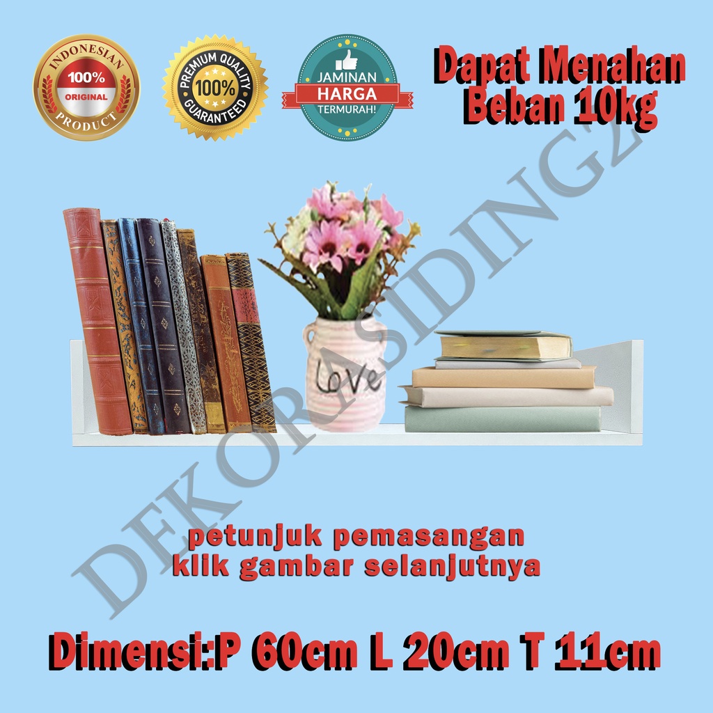 Jual rak ambalan dinding minimalis 20x60 - AD12 / ambalan buku / rak ...