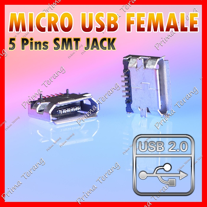 Jual SMT Soket Micro USB Jack Female 5 Pin Konektor Tipe B | Shopee ...
