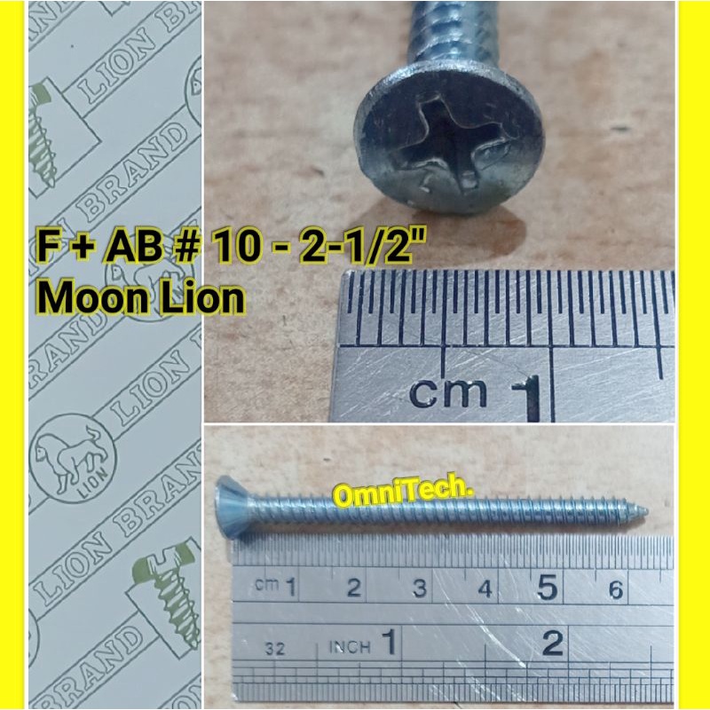 Jual "10 Pcs" Sekrup Tapping Screw FAB FH Kepala Rata ( + ) Moon Lion 10x2-1/2" 10 x 2-1/2" ( 10 ...