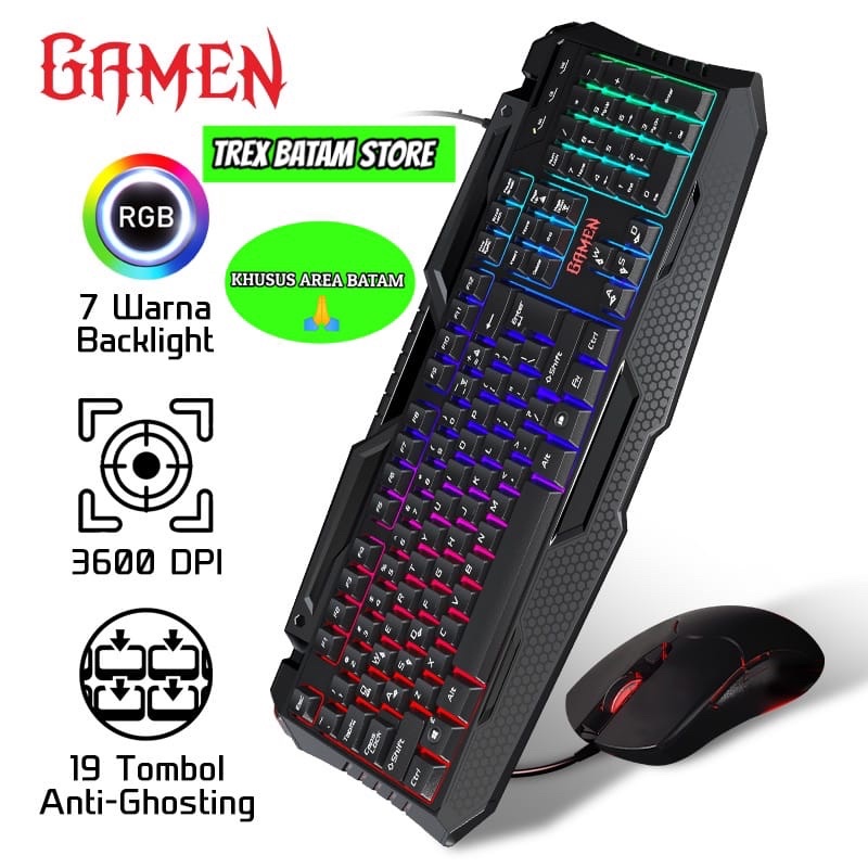 Jual GAMEN COMBO STATION II GAMING LED BACKLIT MOUSE KEYBOARD (BATAM ...