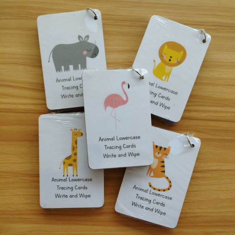 Jual Animal lowercase tracing cards write and wipe Montessori game ...