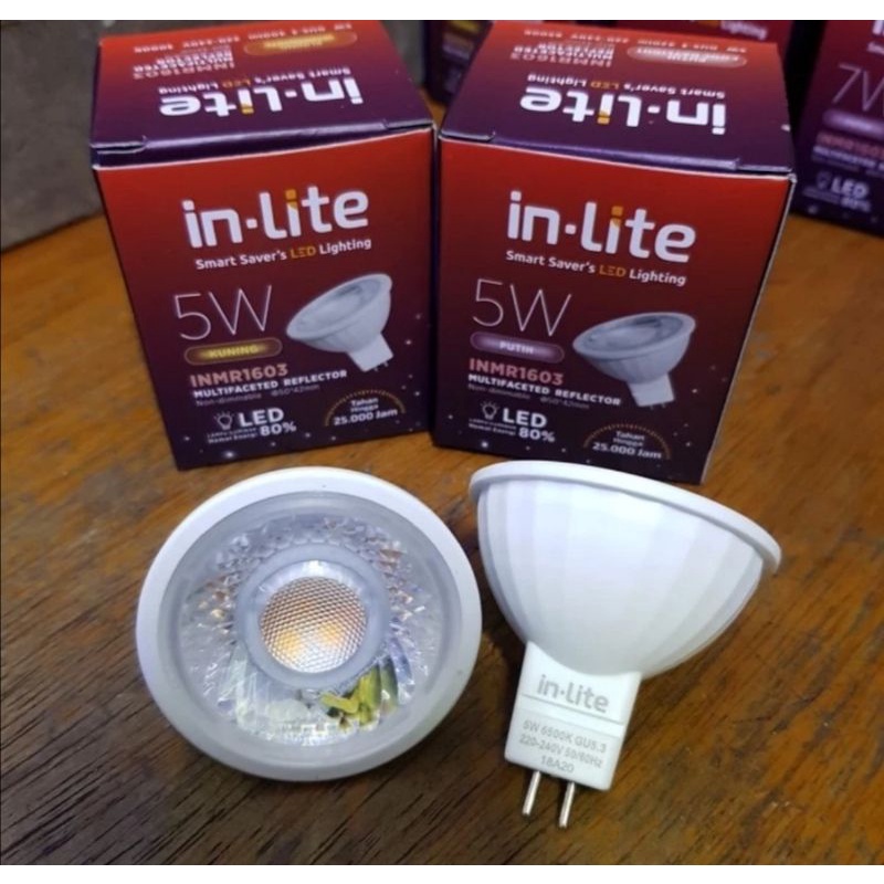 Jual Lampu Halogen MR16 12V 5Watt Sinar Putih(6500K)/Kuning 3000k InLite | Shopee Indonesia