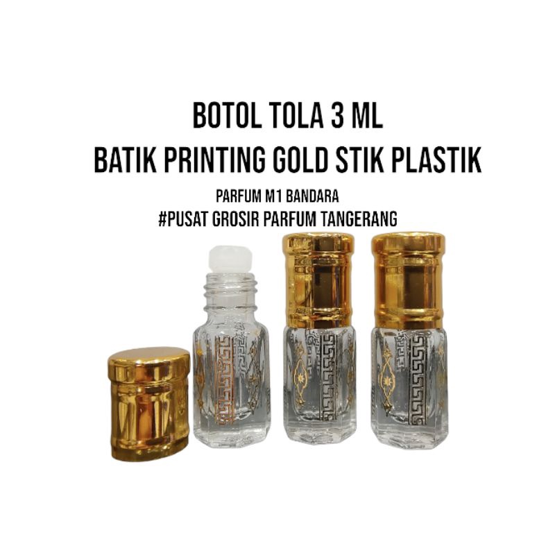Jual BOTOL TOLA 3 ML BATIK PRINTING GOLD.STIK PLASTIK HARGA / PCS ...