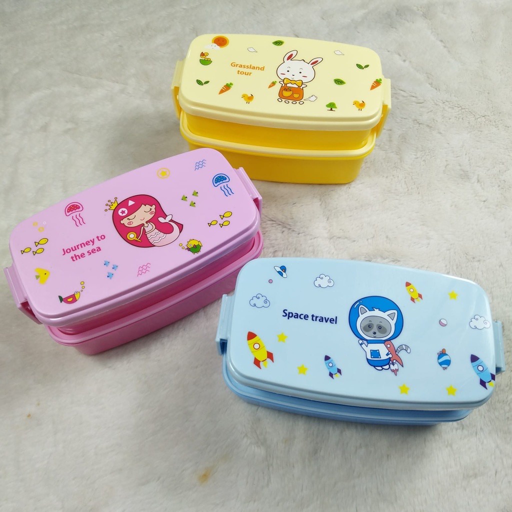 Jual Tempat Makan Lunch Box Anak Tingkat / Bekal Set Botol minum | Shopee Indonesia