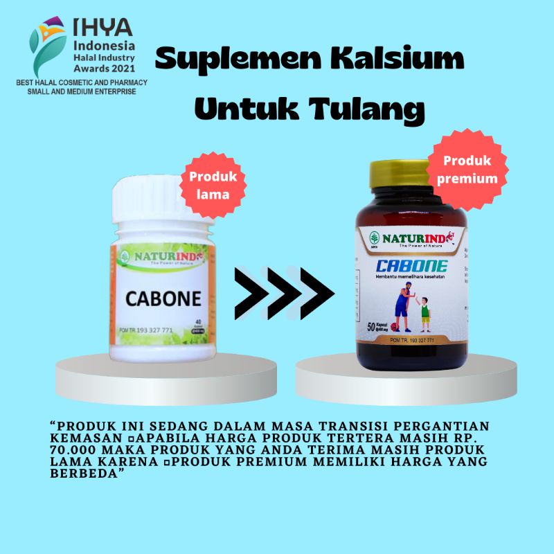 Jual Obat Peninggi Badan Kalsium Tulang Cabone Naturindo 50 kapsul ...