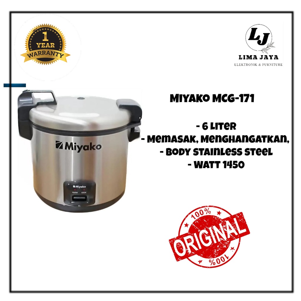 Jual MIYAKO Rice Cooker MCG-171 Magic com 6 liter | Shopee Indonesia