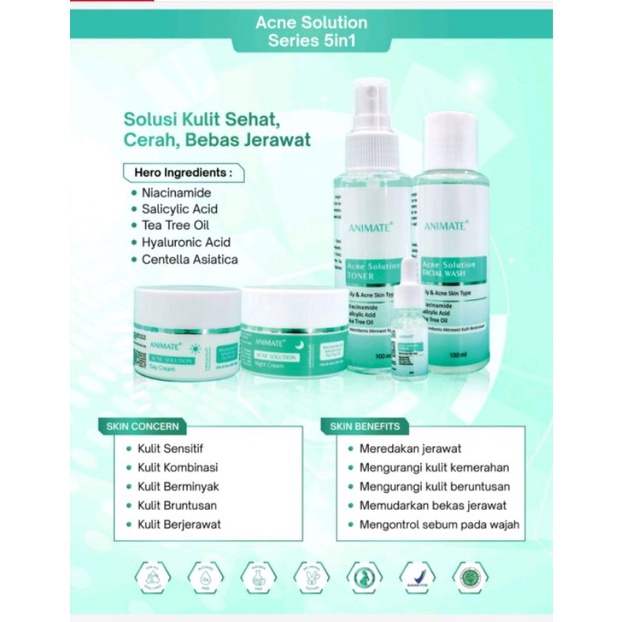 Jual Cream Animate Acne Solution 5 in 1 | Shopee Indonesia