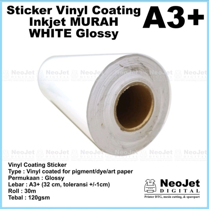 Jual Stiker Vinyl Coating Sticker For Inkjet Printer 30 M White Gloss ...