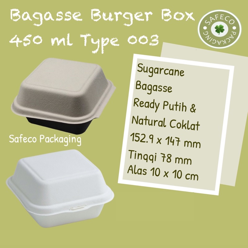 Jual Bagasse Burger Box Korean Bento Cake Box Lunch Box Kotak Tart Mini ...