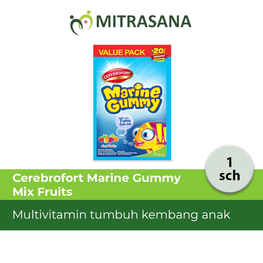 Jual Cerebrofort Marine Gummy Sachet Mixed Fruits - isi 20 - Vitamin ...