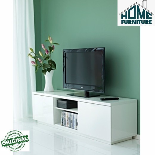Jual Meja Tv Besar Unit Laci Penyimpanan Kanan&Kiri Putih Gloss ...