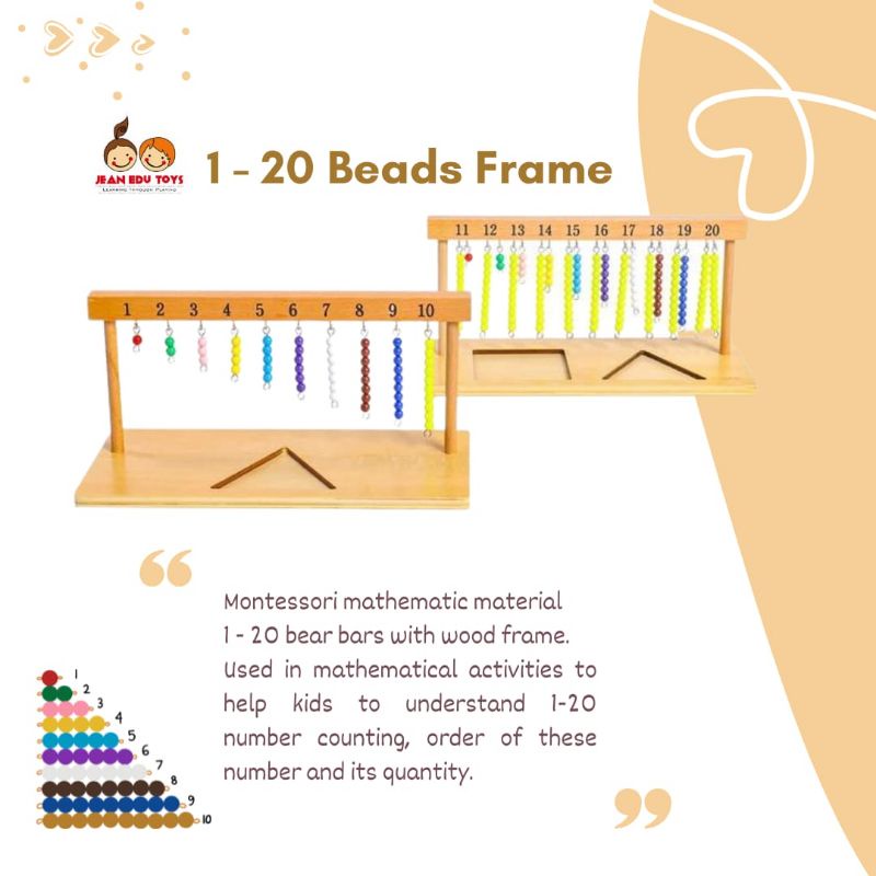Jual Bead Frame 1-20 mainan montessori edukasi anak usia 3 tahun ke ...