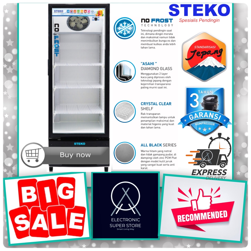 Jual STEKO SHOWCASE MG-180 MG180 NO FROST TECHNOLOGY SUPER LOW WATT ...