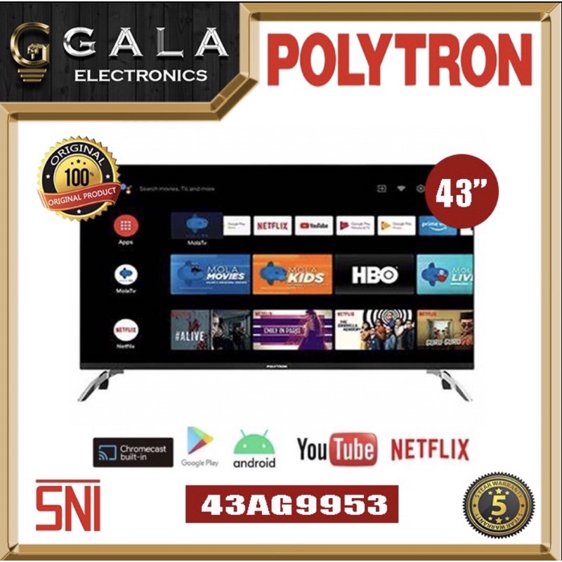 Jual LED ANDROID TV POLYTRON 43 INCH 43AG 43RG 43RG9059 | Shopee Indonesia