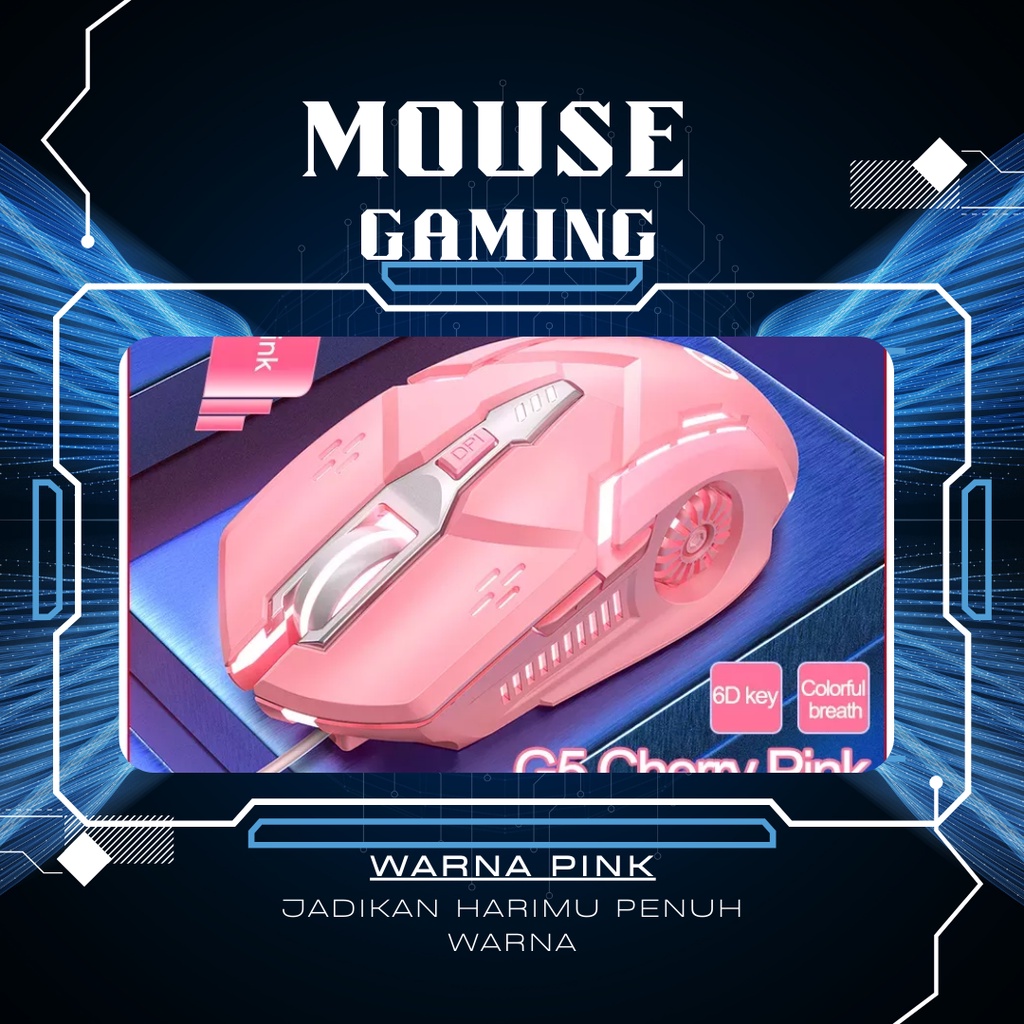 Jual Mouse Gaming Pink || 1600-dpi RGB || 6D 6 tombol || Desain mewah ...
