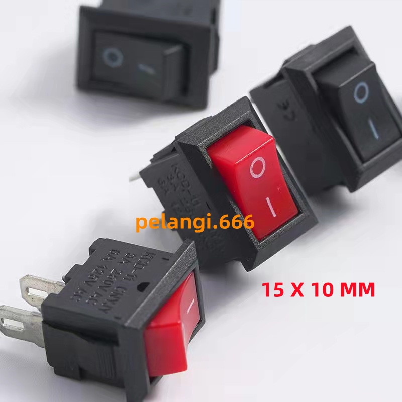 Jual Saklar Mini Merah/Hitam 15x10mm Saklar/Rocker Switch 2 pin/kaki On ...