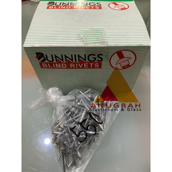 Jual Paku Rivet 550 (4mm x 12,7mm) Bunnings Small Pack (100 pcs)/ 1 Dus ...