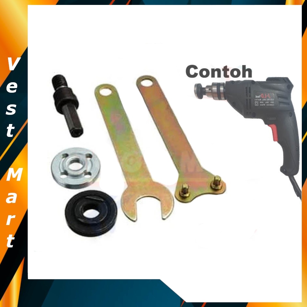 Jual Adaptor Bor jadi Gerinda Set Mesin Bor Kit - Arbor Konektor ...