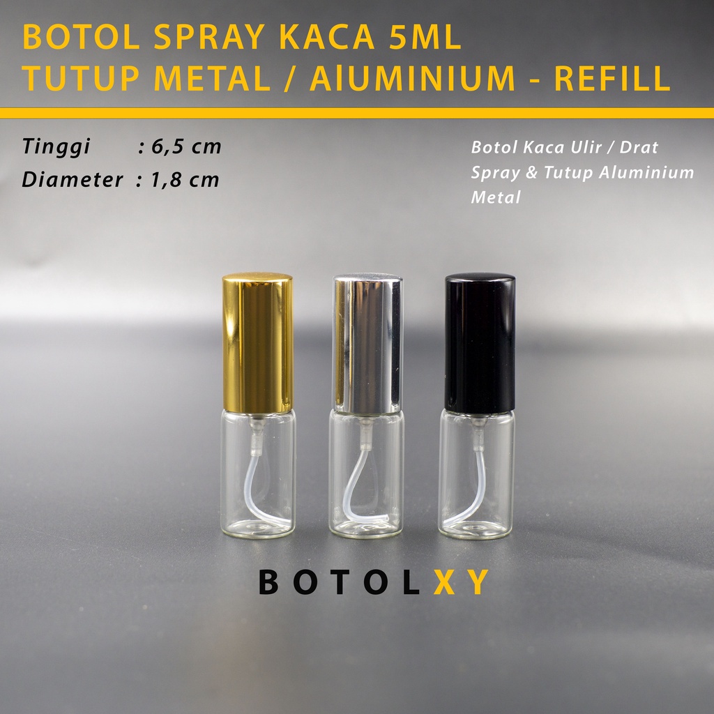 Jual Botol Spray Kaca 5ml Isi Ulang Travel Parfum - Spray Metal ...