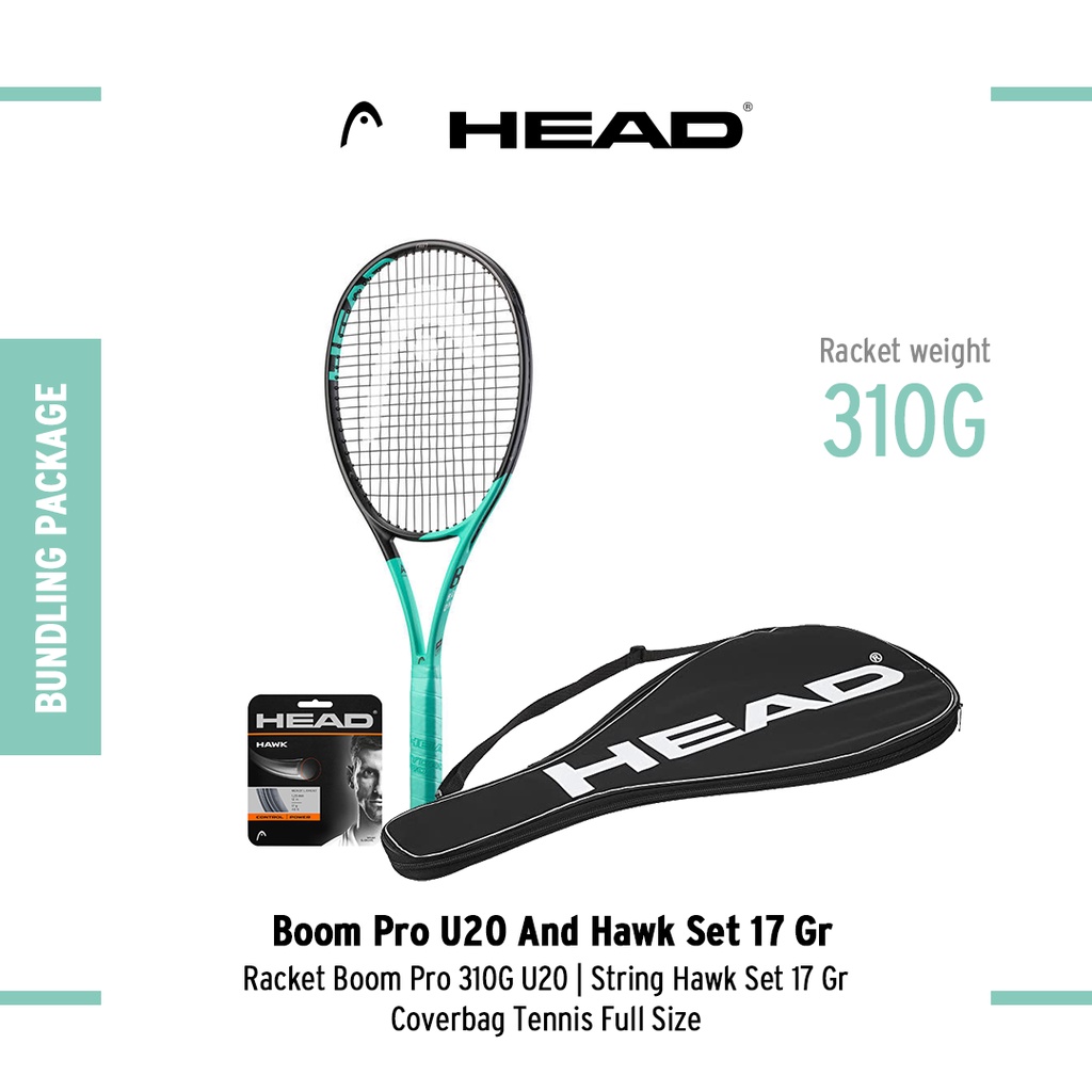 Jual HEAD Racket Boom Pro U20 & Hawk Set 17 Grey - Raket Tennis Tanpa ...