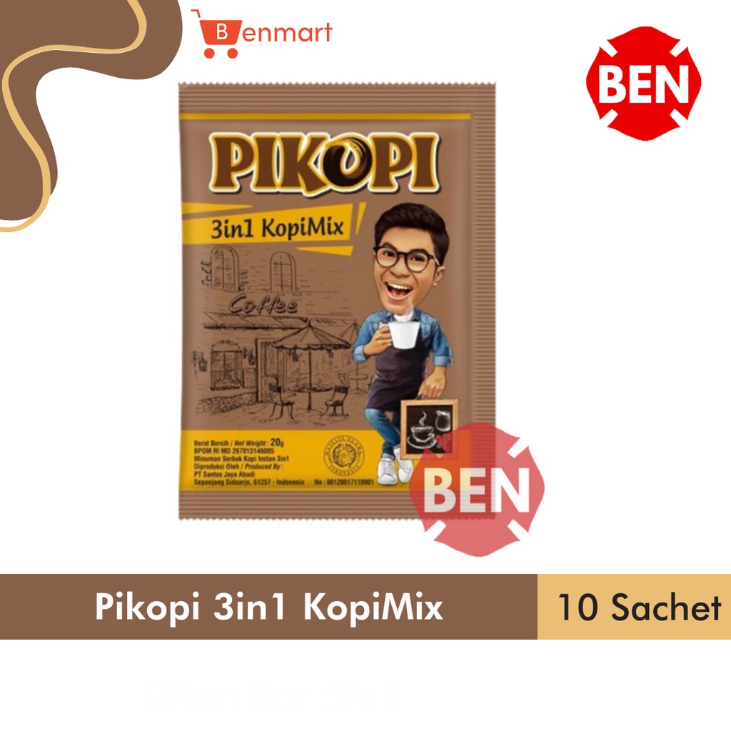 Jual Pikopi 3in1 KopiMix 1 Renceng 10 Sachet Pcs - Kopi Mix Coffee Dus ...