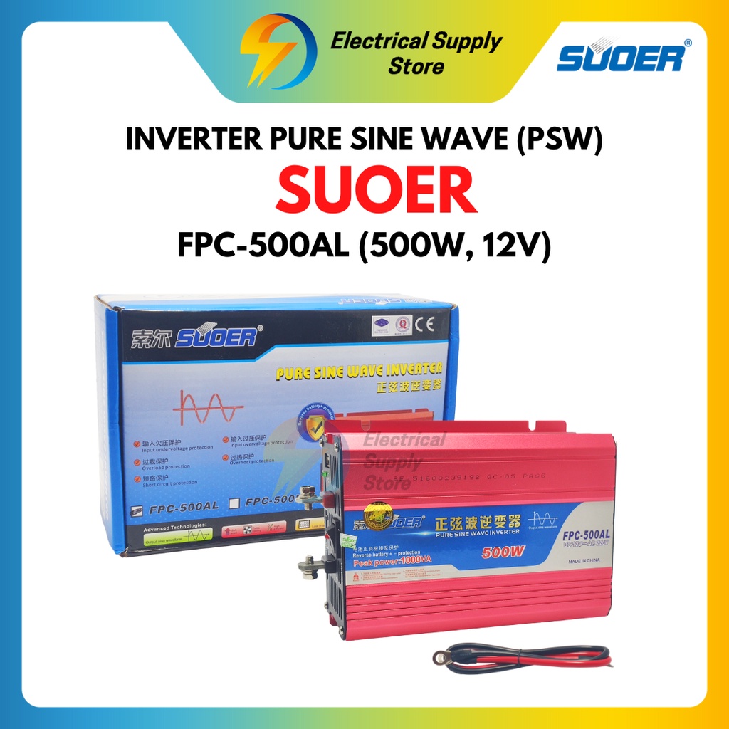 Jual INVERTER PURE SINE WAVE SUOER (PSW) 12V 500W FPC-500AL | PENGUBAH DC KE AC | GELOMBANG ...