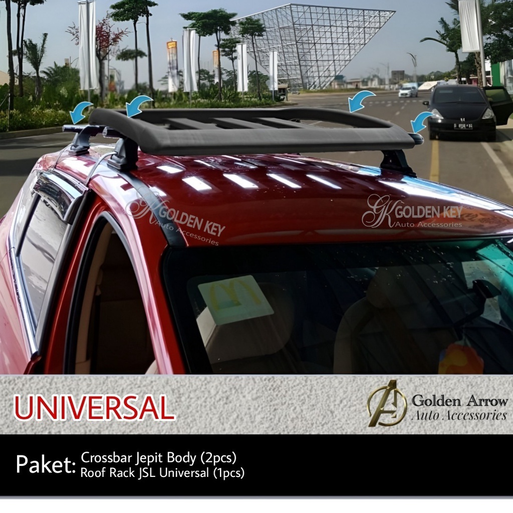 Jual PAKET Roof Rack JSL Model Slim + Crossbar Jepit Body Rak Bagasi ...