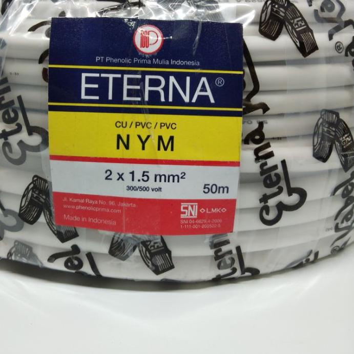 Jual ⁂ Kabel Eterna NYM 2x1,5 @50m 2x1.5 putih tunggal kawat Best Produk | Shopee Indonesia