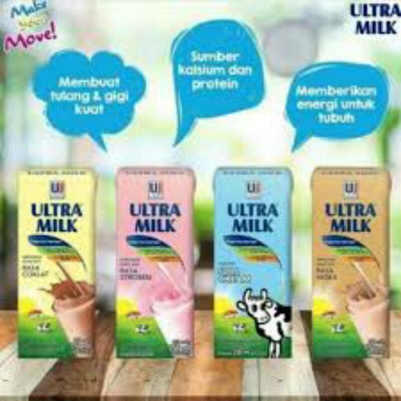 Jual susu ultra milk uht 250 ml 250ml full cream strawberry coklat moka ...