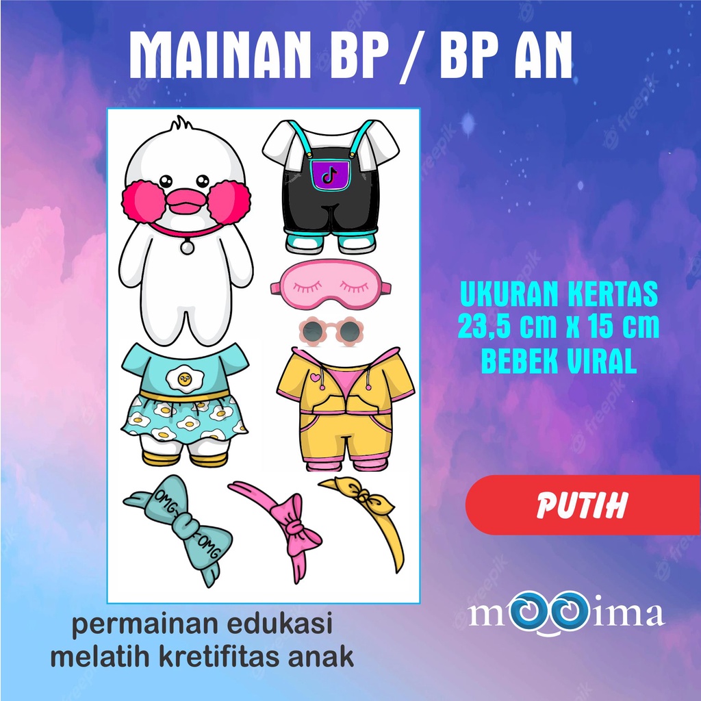 Jual bebek viral Paper doll / mainan edukasi anak bebek viral / mainan ...