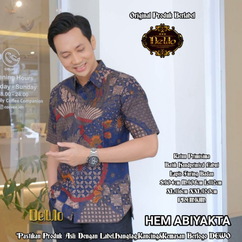 Jual Batik GEONG NAVY Batik pria lengan pendek lapis furing batik solo ...